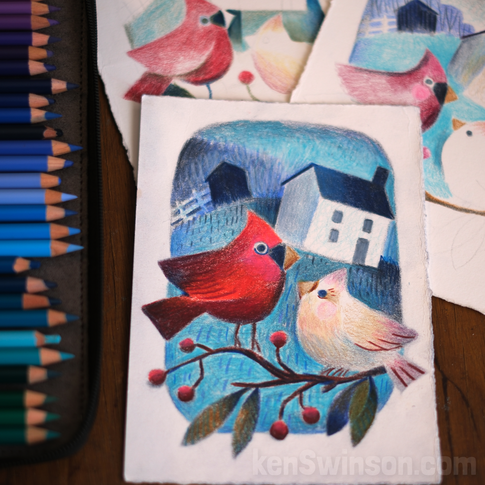Cardinal Colored Pencil Drawing – KenSwinson.com