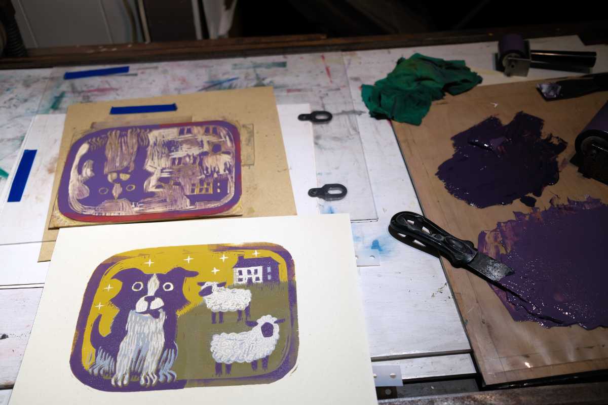 New Woodcut – Sheep Dog – KenSwinson.com