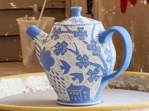 April Showers teapot – work in progress – KenSwinson.com